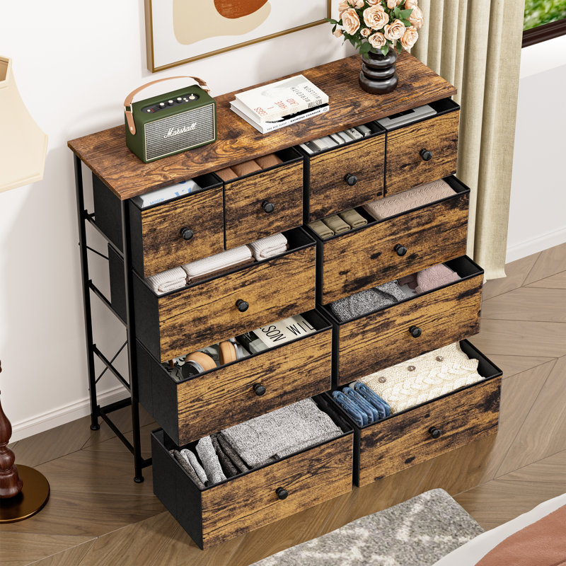 Ebern Designs Ojaswi 10 Dressers, Wooden Dresser, Chest of Drawers with Fabric & Reviews | Wayfair